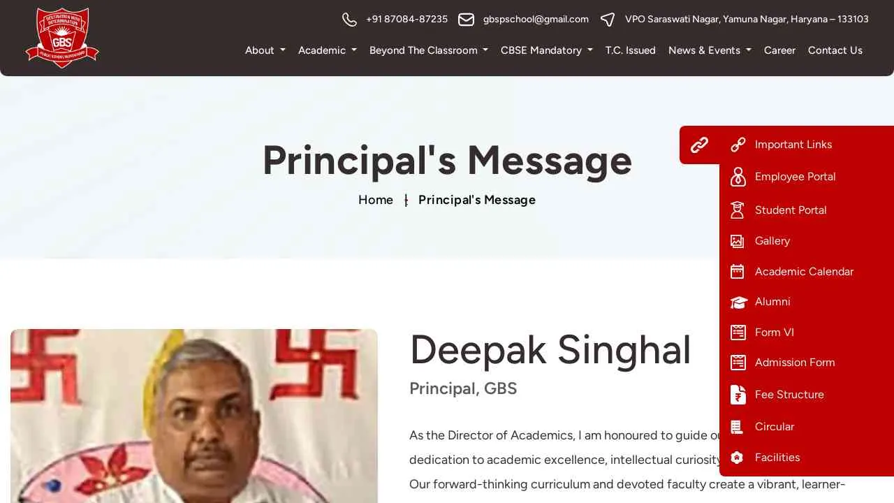 Home - Principal's Message